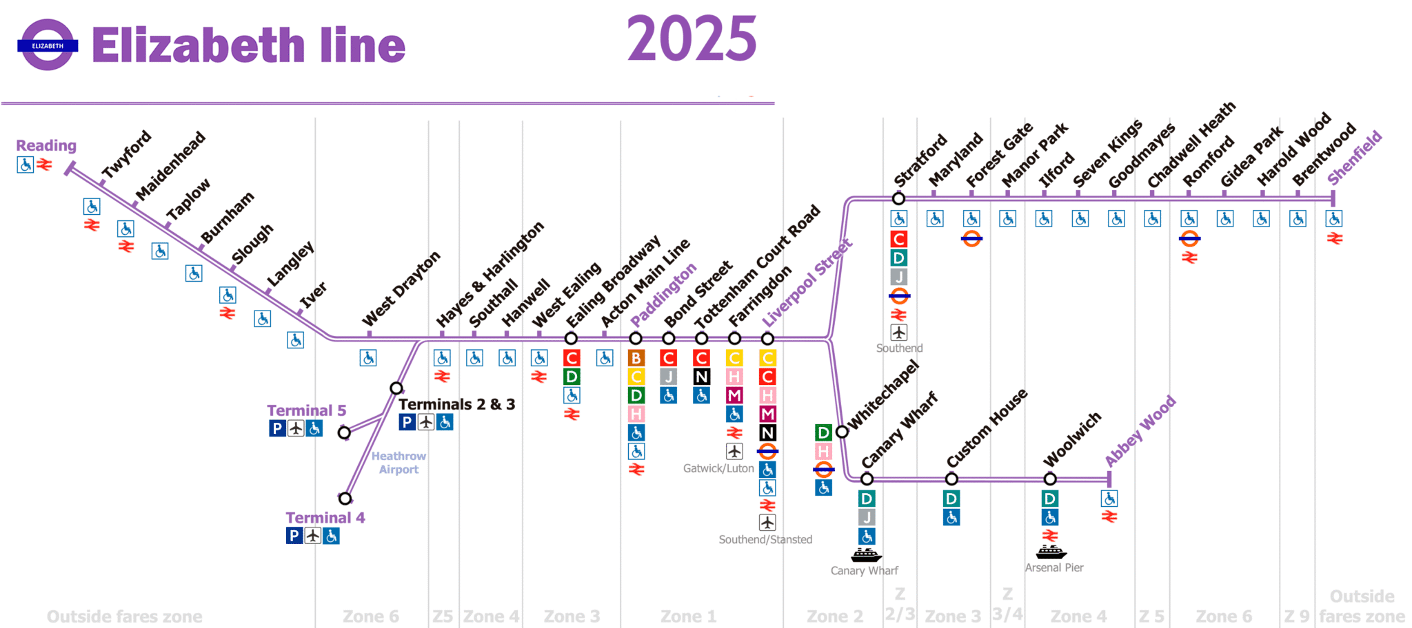 elizabeth line tube map: Underground Stops, Timetable & Connections ...