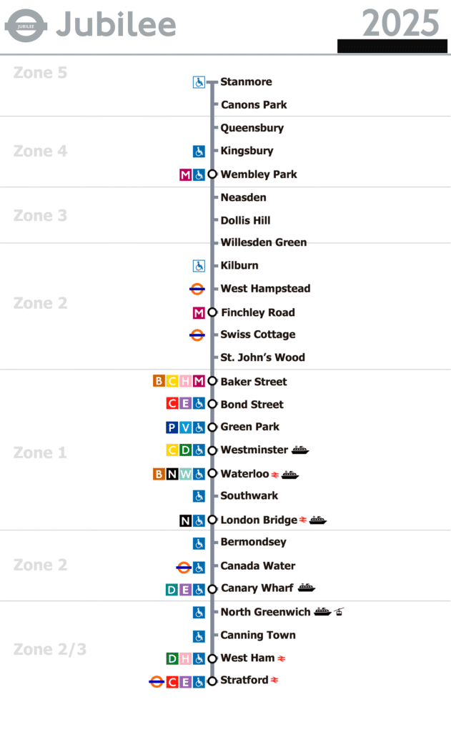 London’s Jubilee Line Map: Stations, Timetable - metro londres